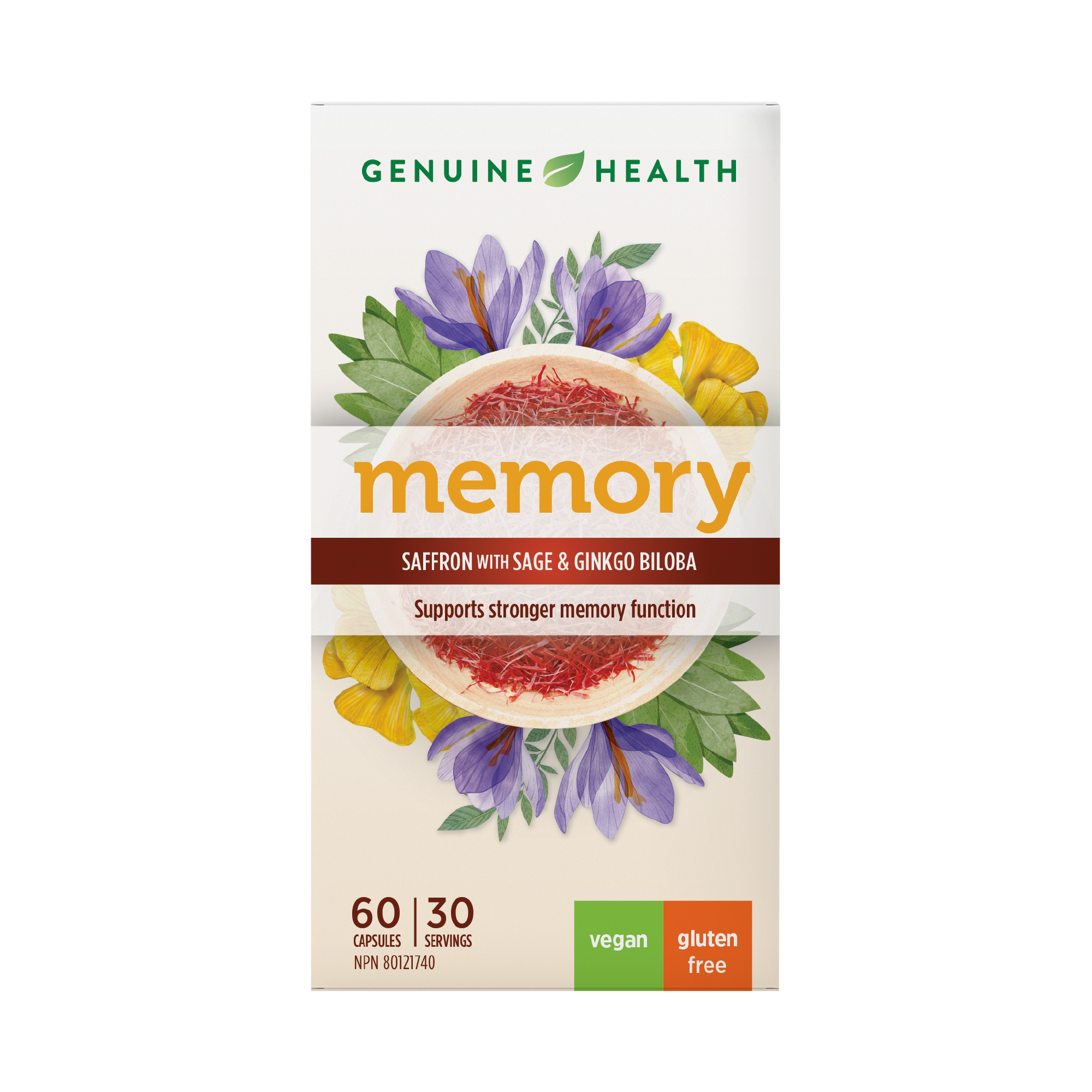 Genuine Health - memory supplement with gingko biloba, saffron & sage